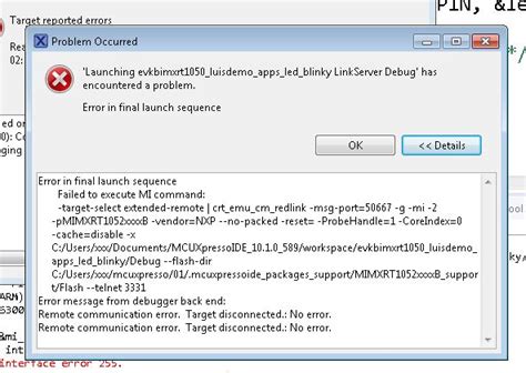 Fail Debugprogram With Mcuxpresso And Evk Mimxrt1020 Or Mimxrt1050 Evk