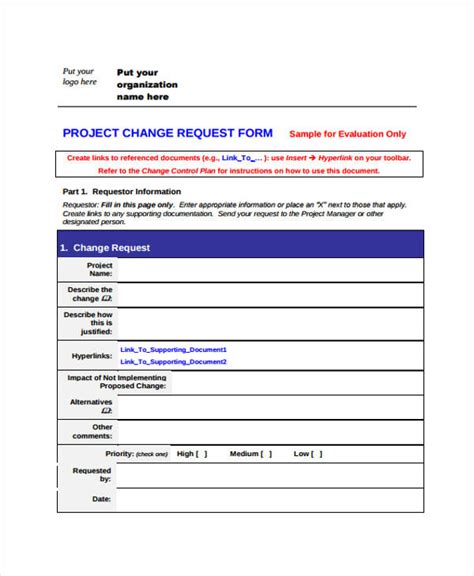 Change Management Request Form Template
