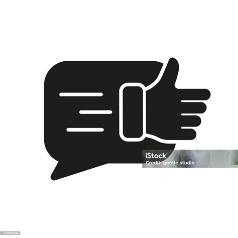 말풍선 실루엣 아이콘으로 엄지 손가락을 올립니다 좋은 피드백 글리프 픽토그램 고객 리뷰 솔리드 사인 긍정적인 온라인 커뮤니케이션 기호입니다 설문조사 채팅 고립된 벡터 삽화