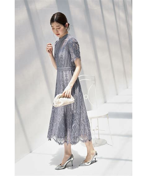 【楽天市場】裾スカラップカットパネルレース×ラインレースワンピース【deanna ディーンナ】tocco Closet トッコクローゼット ≪tocco Closet Luxe≫ グレイッシュ
