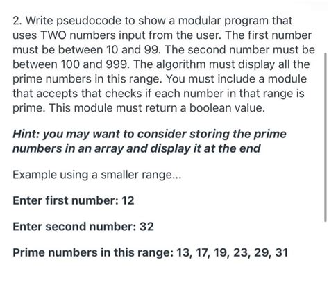 Solved 2 Write Pseudocode To Show A Modular Program That