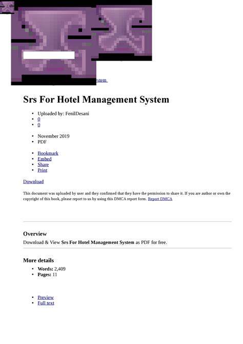 Srs For Hotel Management System Idocpub Home Current Explore Explore All Upload Login