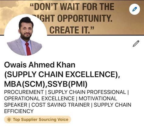 Received Top Supplier Sourcing Badge On Linkedin Owais Ahmed Khan Supply Chain Excellence