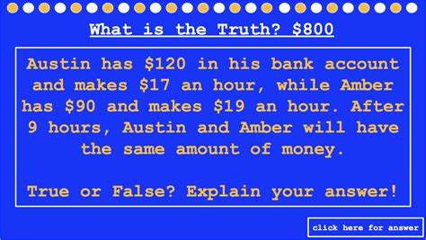 Solving Equations With Variables On Both Sides Jeopardy Style Template Made By Teachers