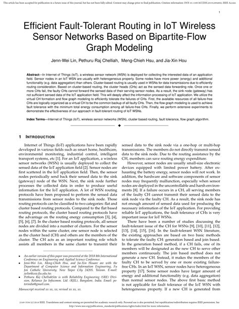 Pdf Efficient Fault Tolerant Routing In Iot Wireless Sensor Networks Based On Bipartite Flow