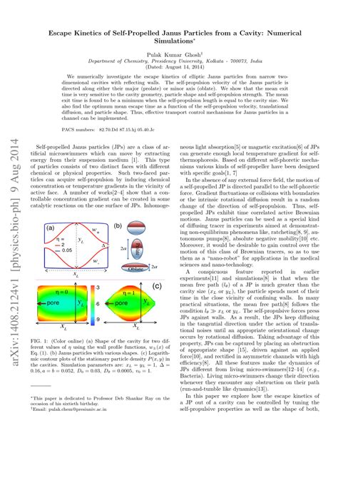 Pdf Escape Kinetics Of Self Propelled Janus Particles From A Cavity