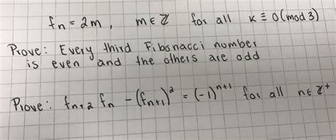 Solved Prove Every Third Fibonacci Number Is Even And The