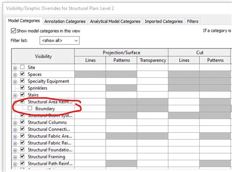 Solved How To Hide Area Reinforcement Boundary Without Hiding The Area
