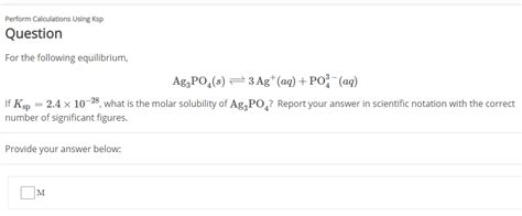 Solved Perform Calculations Using Ksp Question For The Chegg Com