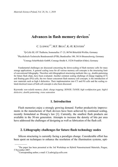 Pdf Advances In Flash Memory Devices