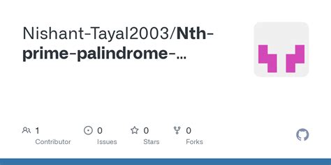 Github Nishant Tayal Nth Prime Palindrome Number