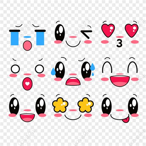 9 손으로 그린 카와이 이모티콘 일러스트 요소울어멋있는 Png 일러스트 무료 다운로드 Lovepik