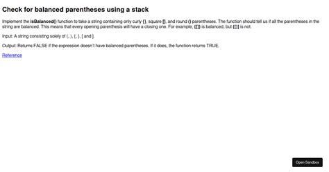 Js Strings Balanced Parentheses Codesandbox