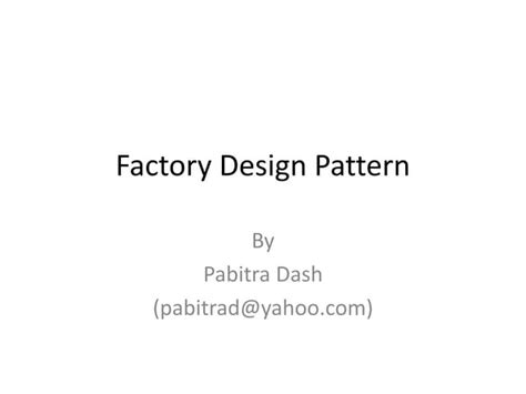 Factory Design Pattern Pptx