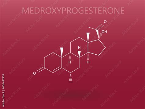 Chemical Structure Of Medroxyprogesterone Used For The Treatment Of Endometriosis Stock Vector