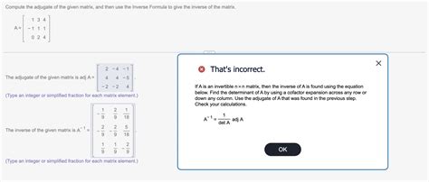 Solved Compute The Adjugate Of The Given Matrix And Then