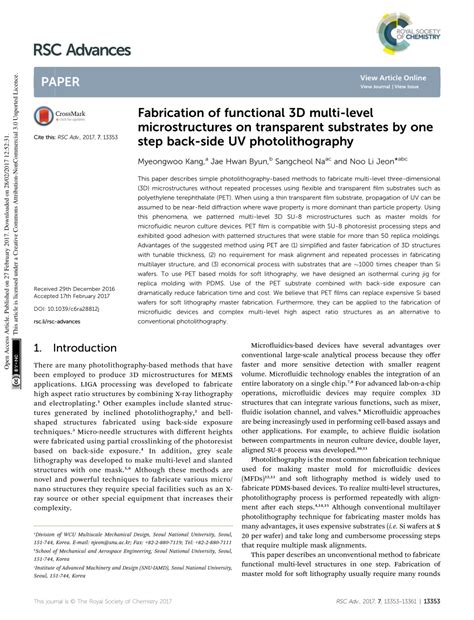 Pdf Fabrication Of Functional 3d Multi Level Microstructures On