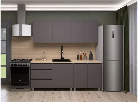 Кухонный гарнитур Денвер 2 0м Графит серый Дуб Сонома купить по выгодной цене в интернет