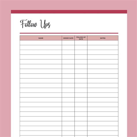 Printable Customer Follow Up Tracker Instant Download Pdf A4 And Us Printable Customer Follow Up Tracker Instant Download Pdf A4 And Us