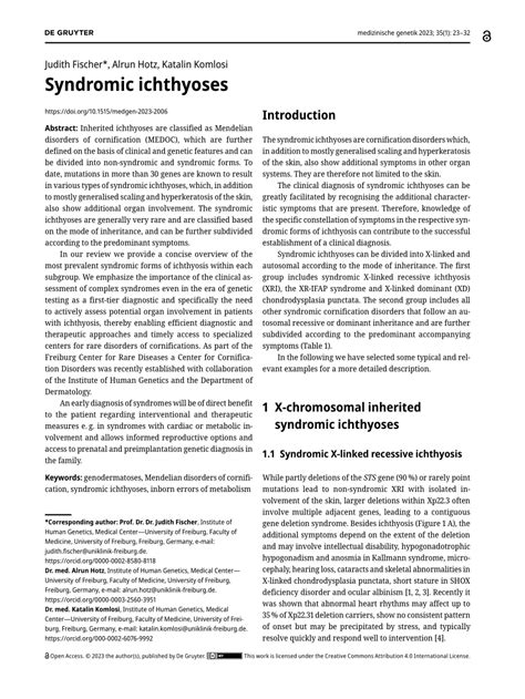 Pdf Syndromic Ichthyoses