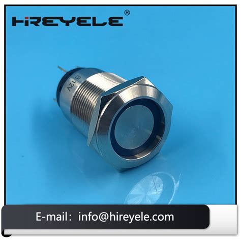 19MM Flat Round Illuminated Momentary Waterproof IP67 Meta Push Button Switch With LED