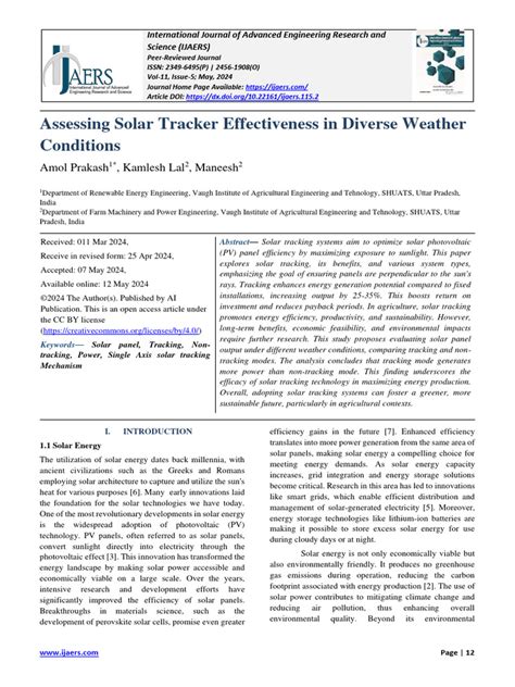 Assessing Solar Tracker Effectiveness In Diverse Weather Conditions Pdf Solar Power