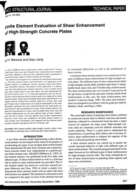 Pdf Finite Element Evaluation Of Shear Enhancement Of High Strength Concrete Plates