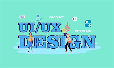 Ux Ui Design Concept With Character People Work And Text Place Illustration Stock Vector