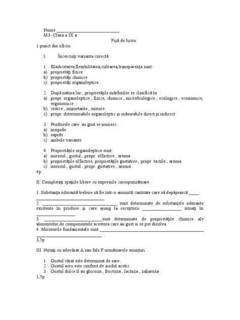 Proprietatile Organoleptice Pdf