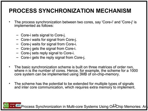 Process Synchronization In Multi Core Systems Using On Chip Memories Ppt
