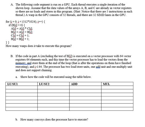 Solved A The Following Code Segment Is Run On A Gpu Each