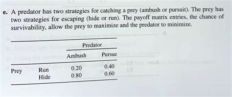 solved a predator has two strategies for catching prey ambush or