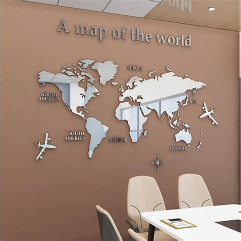 Healthyhue 3d Mirror World Map Art Removable Wall Sticker Acrylic Mural