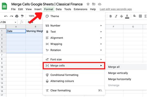 How To Merge Cells In Google Sheets Classical Finance
