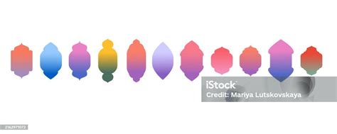 동양 스타일의 이슬람 프레임 보헤미안 디자인 다양한 그라디언트 모양 아랍 장식 요소 아라비아 실루엣 아라베스크 트렌디 한 테두리