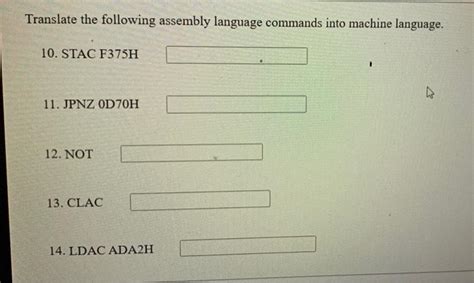 Solved Translate The Following Assembly Language Commands