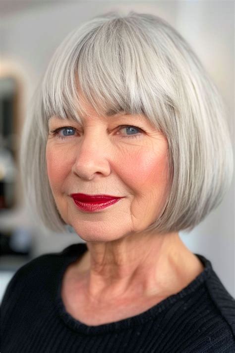 30 Effortlessly Chic Hairstyles For Women Over 60 With Bangs Bob Hair