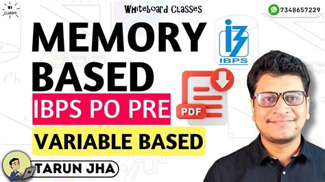COMPLETE MEMORY BASED IBPS PO Prelims 2023 Tarun Jha Bankexam Ibps YouTube