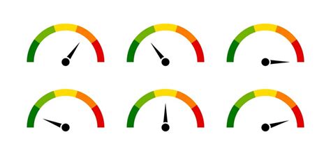 Speedometer Icons With Arrow Dashboard With Green Yellow And Red