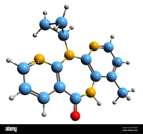 3d Image Of Nevirapine Skeletal Formula Molecular Chemical Structure