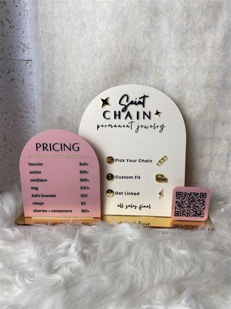 Acrylic Table Top Two Panel Display With Single QR Code Tab Timber