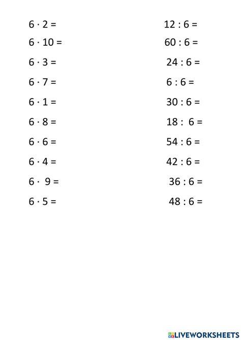 2138772 Таблиця множення на 6 Tsarenko