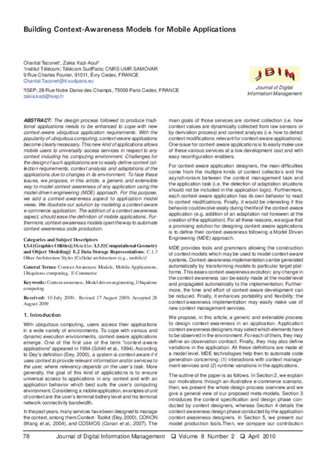 Pdf Building Context Awareness Models For Mobile Applications