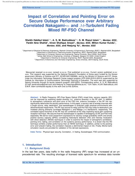 pdf impact of correlation and pointing error on secure outage