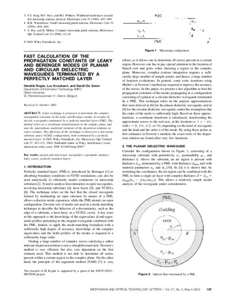 Pdf Fast Calculation Of The Propagation Constants Of Leaky And Berenger Modes Of Planar And
