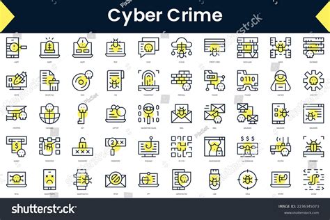 Set Thin Line Cyber Crime Icons Stock Vector Royalty Free 2236345073 Shutterstock