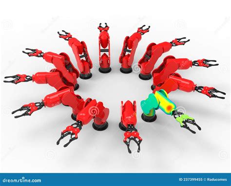 3d Rendering Finite Element Analysis Robot In A Group Stock Illustration Illustration Of
