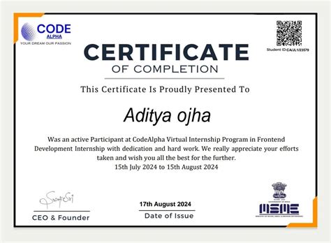 Aditya Ojha On Linkedin Frontenddevelopment Internship Learning