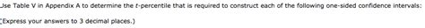 Solved Use Table V In Appendix A To Determine The