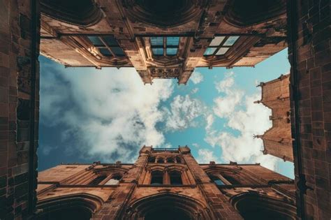 Premium Photo Symmetric Shot Of Old Architecture With Blue Sky